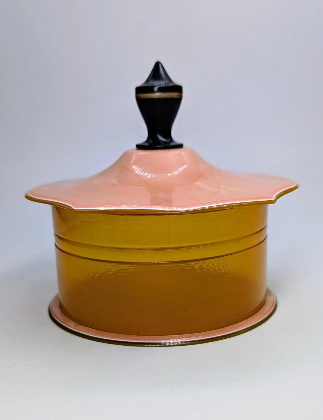 Pyralin USA Art Deco Celluloid Trinket Jewelry Box Pink Marbled Design ...