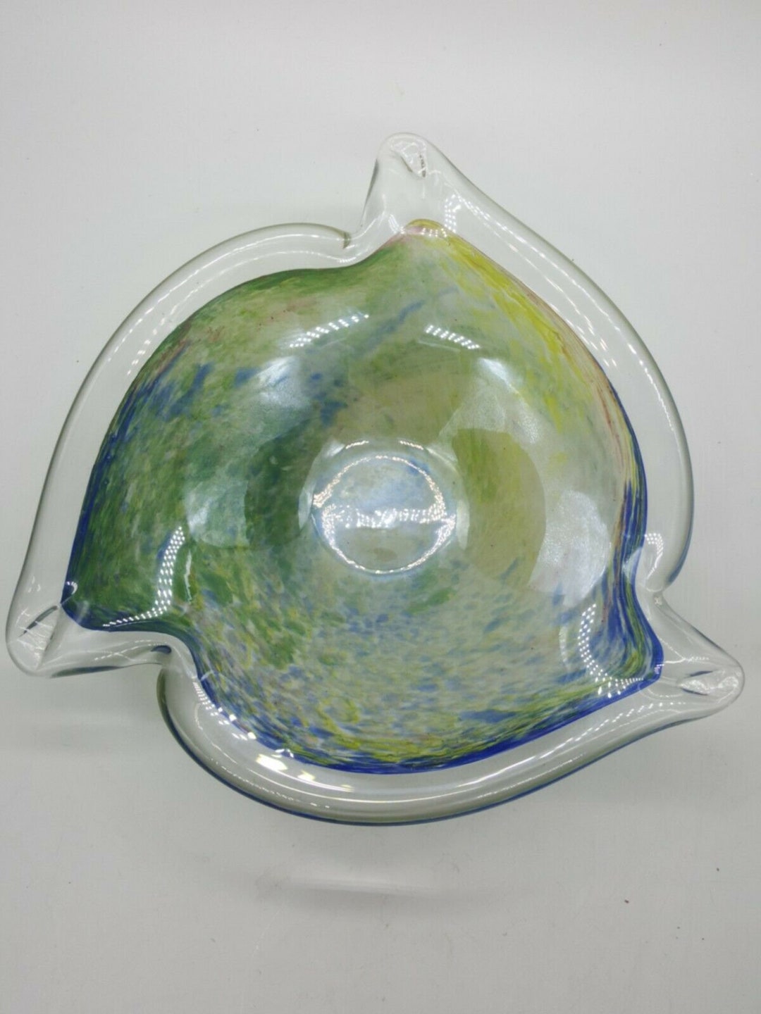 Vintage Triangular Art Glass Candy Trinket Dish Multicolor 7.5" - Etsy