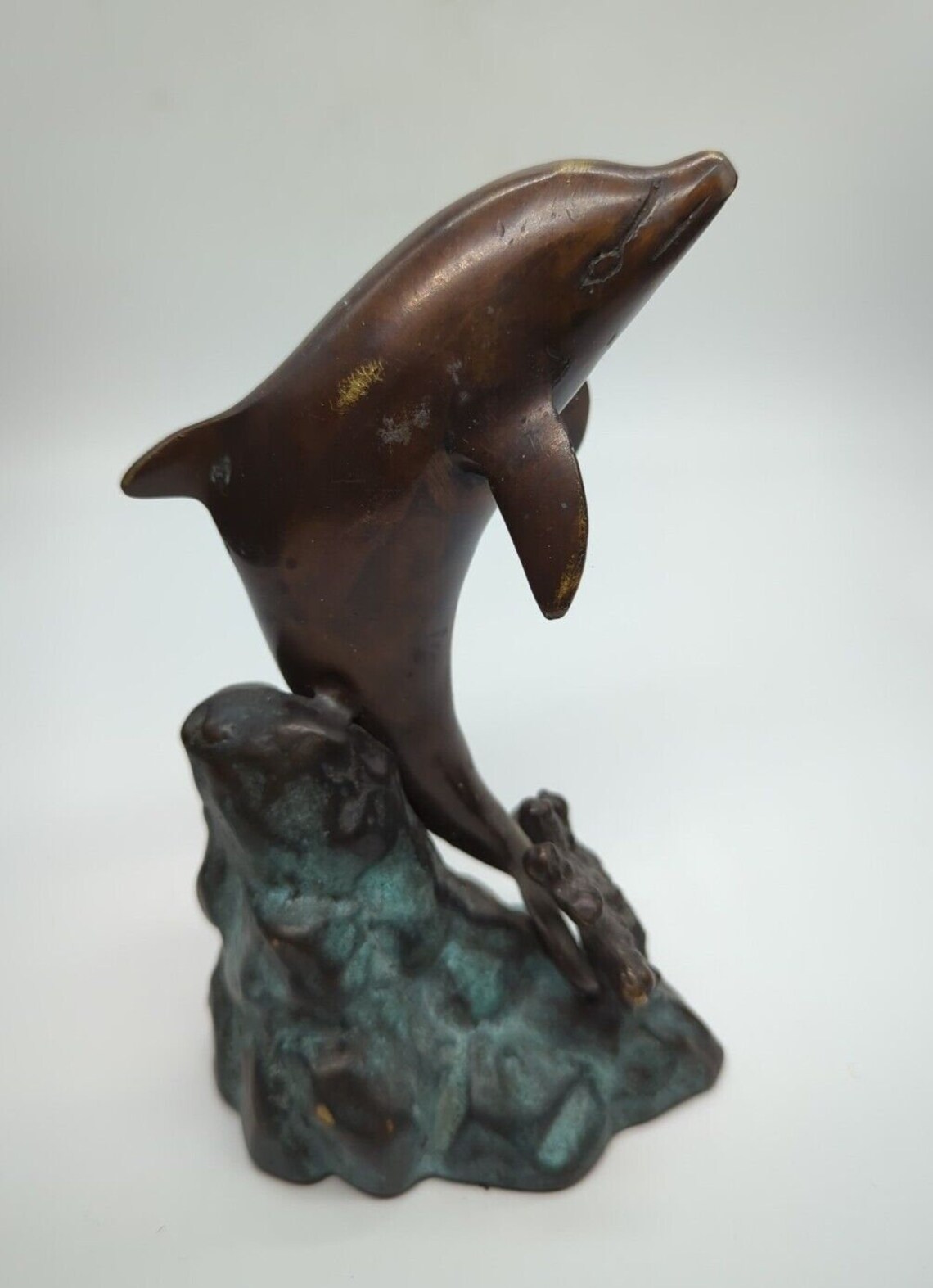 Brass Dolphin Swimming Waves Sculpture Figure Paperweight - Etsy