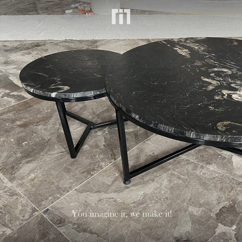 Black Marble Coffee Table, Natural Marble Table Top MATRIX LEATHER ...