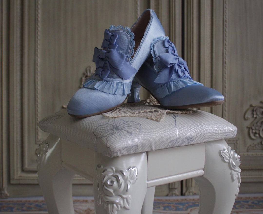 High Heels Marie Antoinette Blue Rococo Shoes Baroque Costume Bridal ...