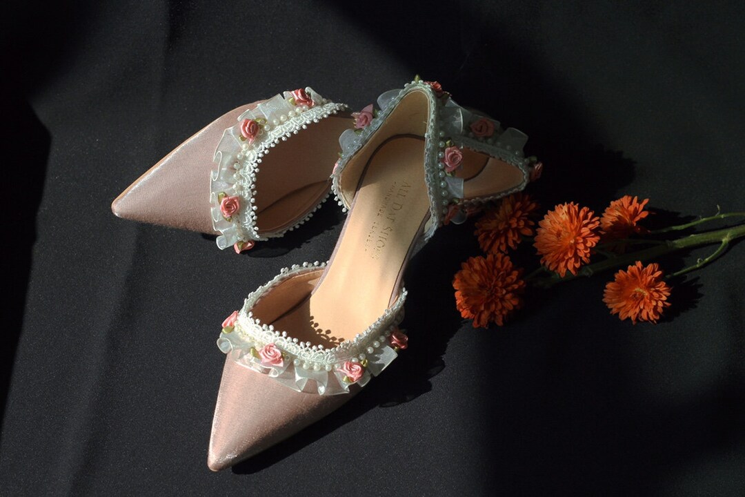 Pink Rose Heels With Flowers Marie Antoinette Shoes Rococo Baroque ...