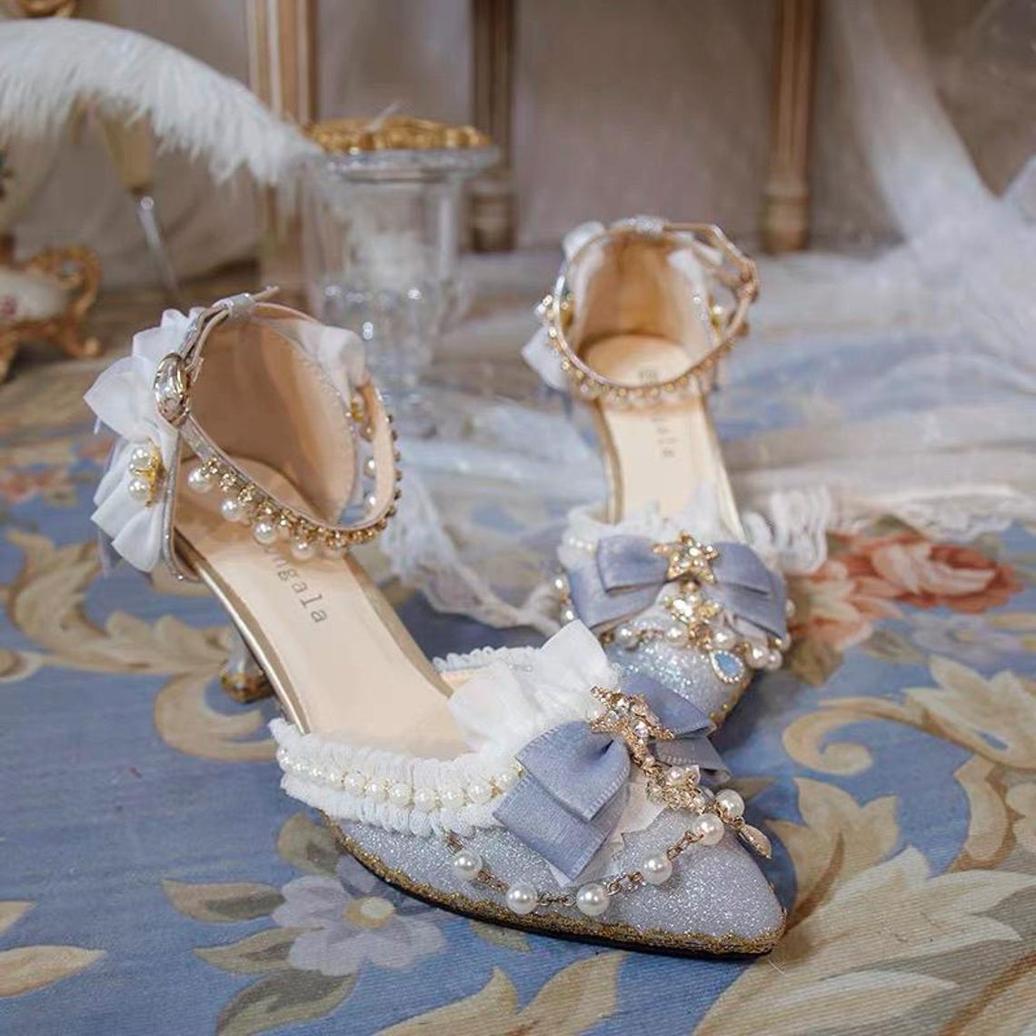 Pastel Blue Rococo Court Shoes – 18th Century Inspired Heels With ...