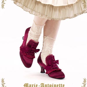 Red Agate Rococo High Heels Marie Antoinette Pink Shoes Baroque Costume ...