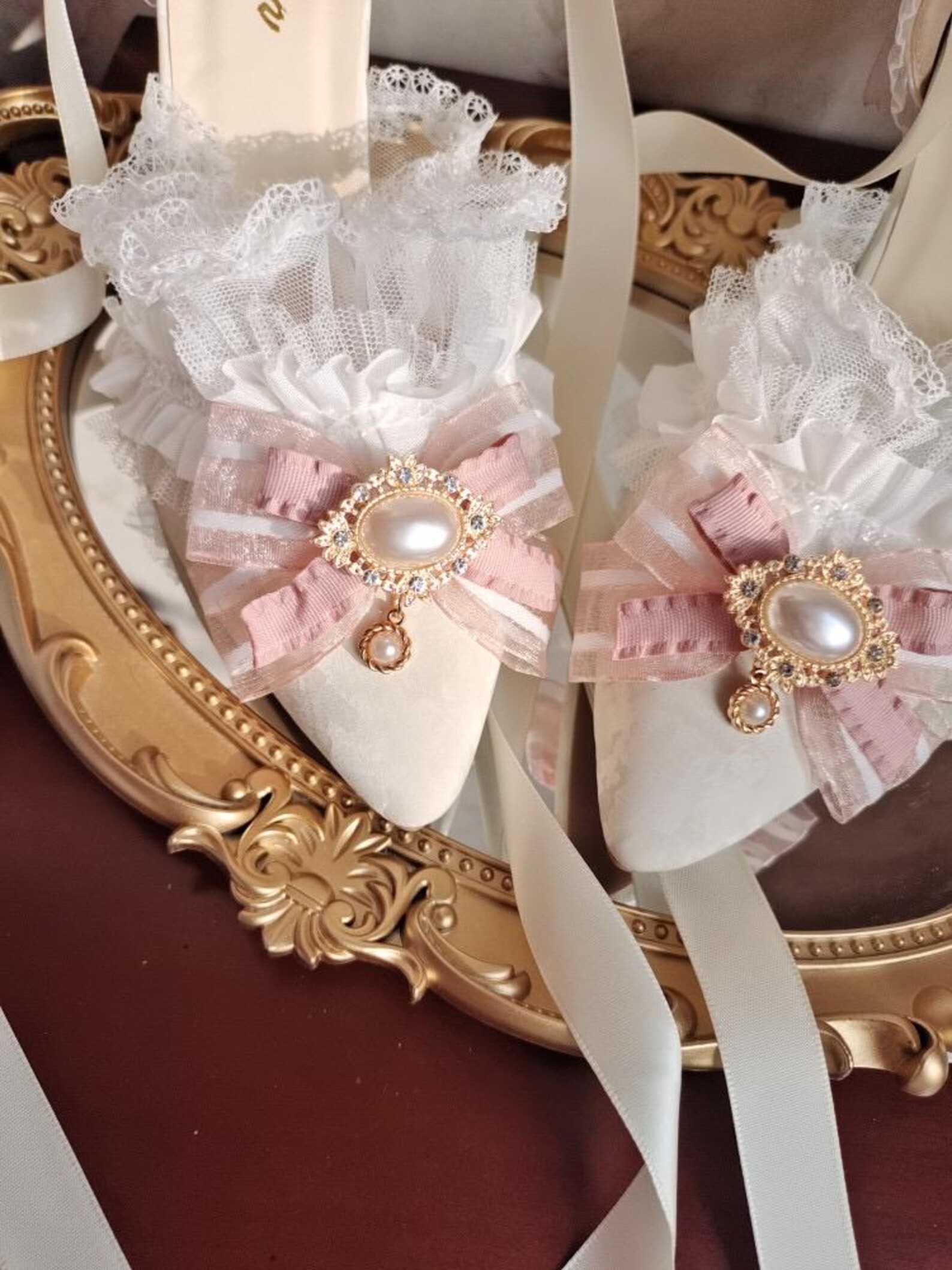 Soft Cream Rococo High Heels Marie Antoinette Pink Shoes Baroque ...