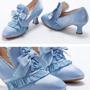 Sky Blue Rococo High Heels Marie Antoinette Pink Shoes Baroque Costume ...