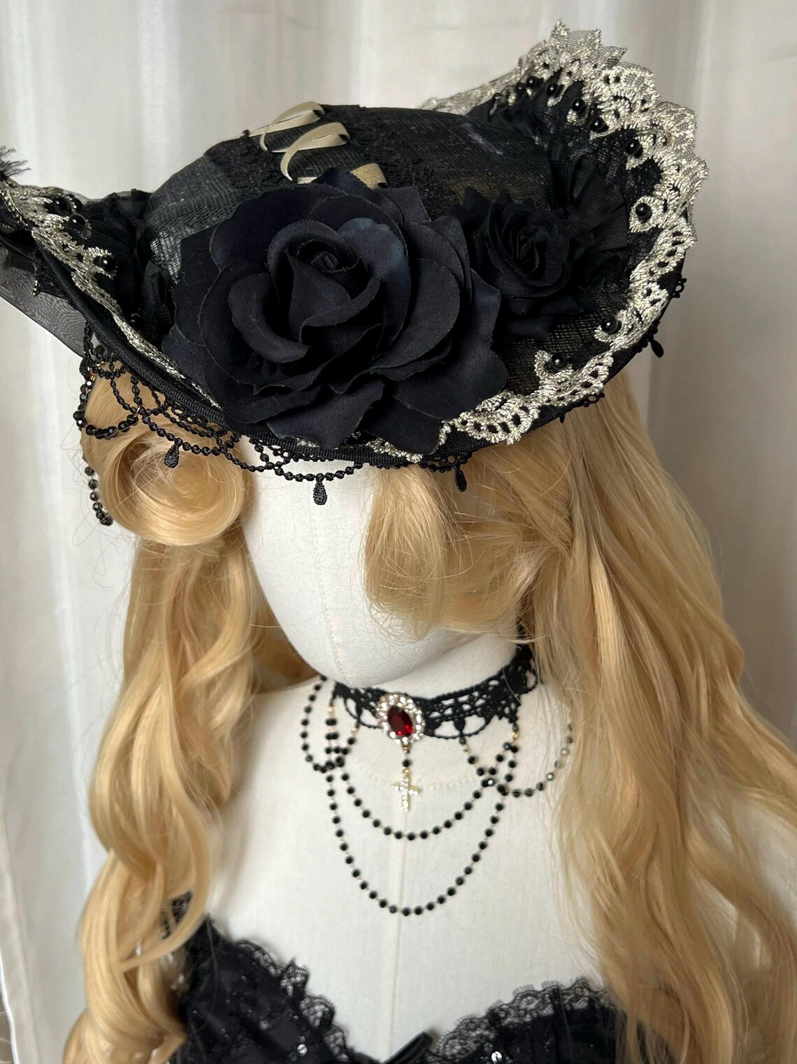 Rococo Court Hat – Marie Antoinette Style Feathered Bonnet With Lace ...