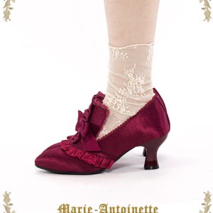 Red Agate Rococo High Heels Marie Antoinette Pink Shoes Baroque Costume ...