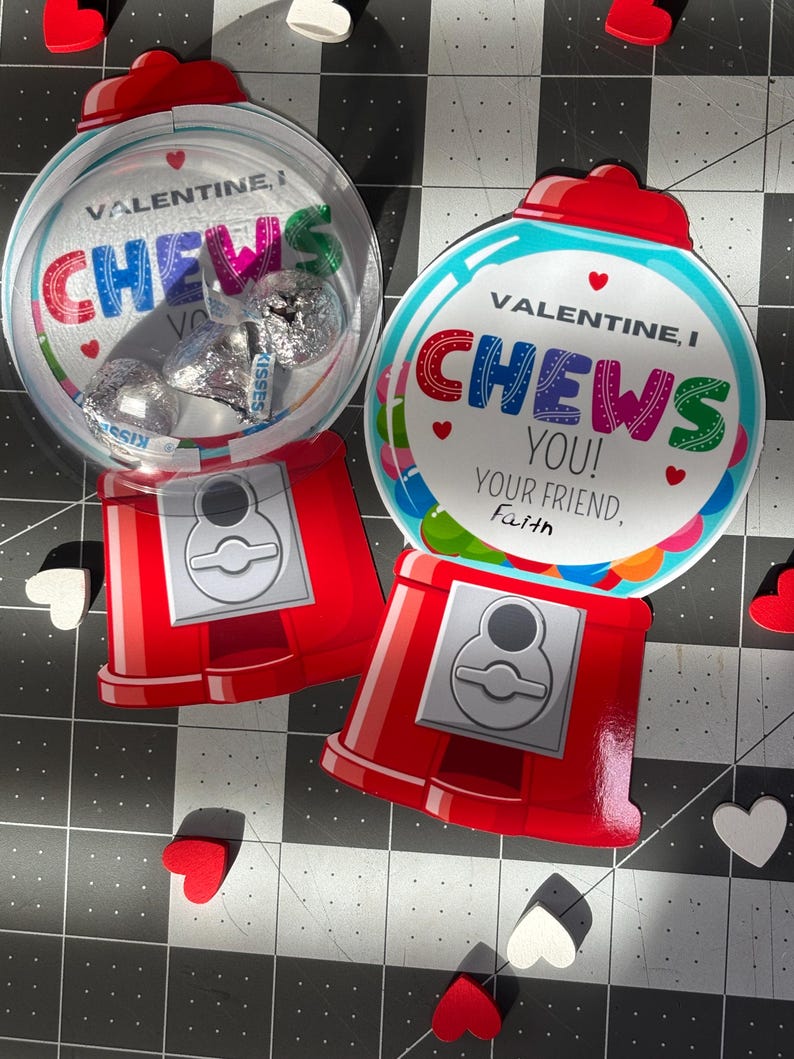 Gumball Machine Valentine Card | I Chews You Printable (PDF Download ...