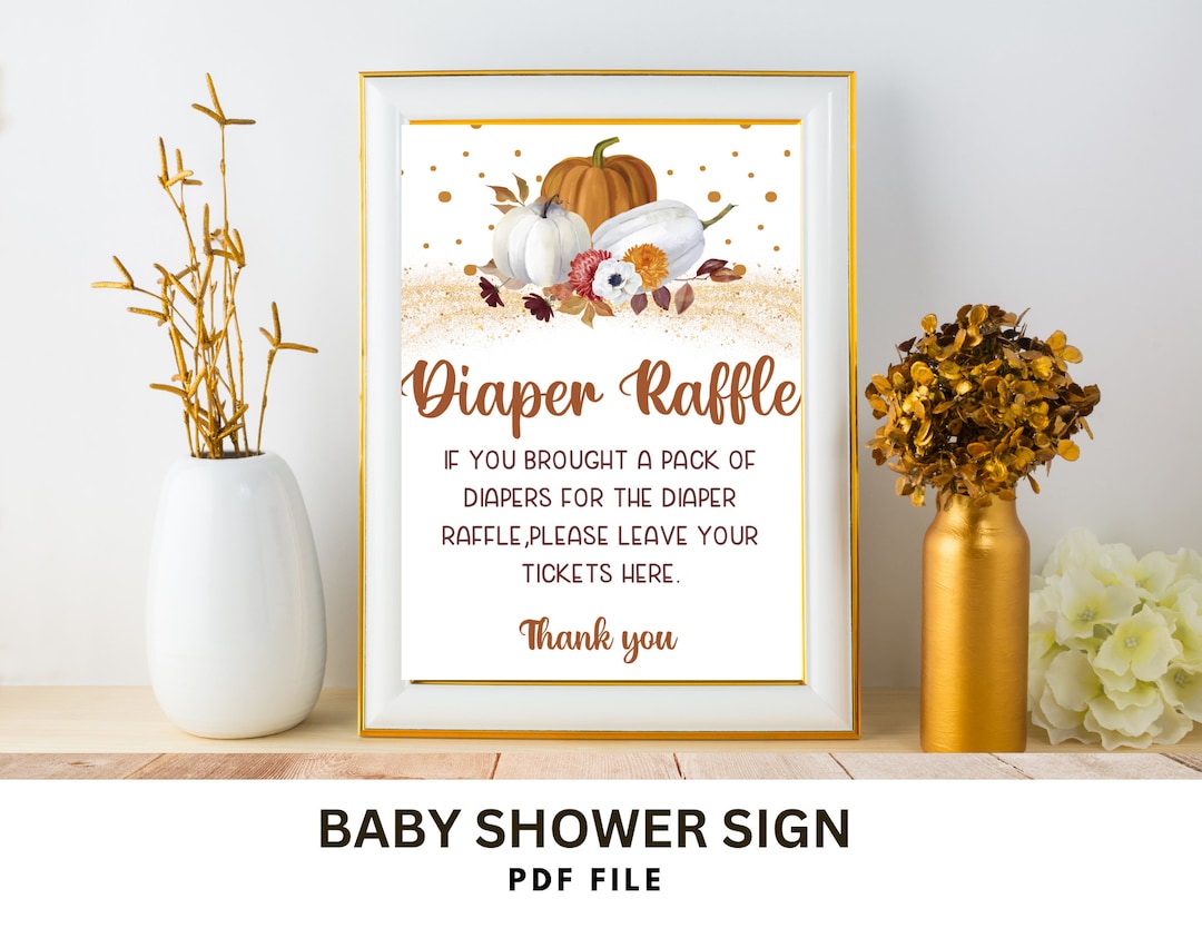 Printable Diaper Raffle Sign & Tickets, Fall Diaper Raffle Sign and ...