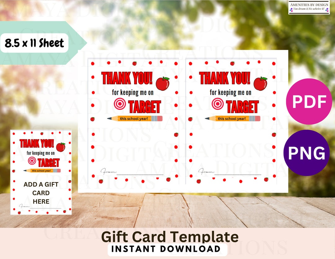 Gift Card Template | Teacher Gift| Digital Cut File -PDF- PNG |t |not ...