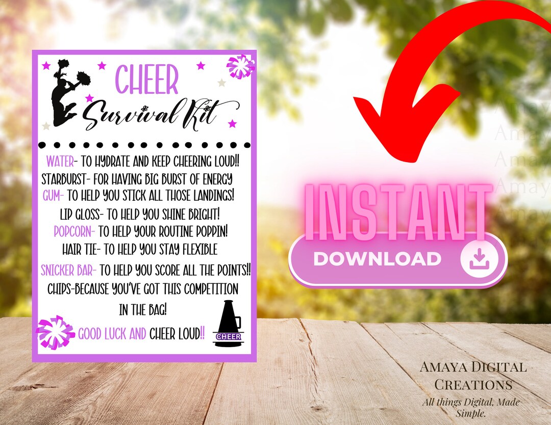 Printable Cheer Survival Kit | Cheer Competition Gift Idea| Cheerleader ...