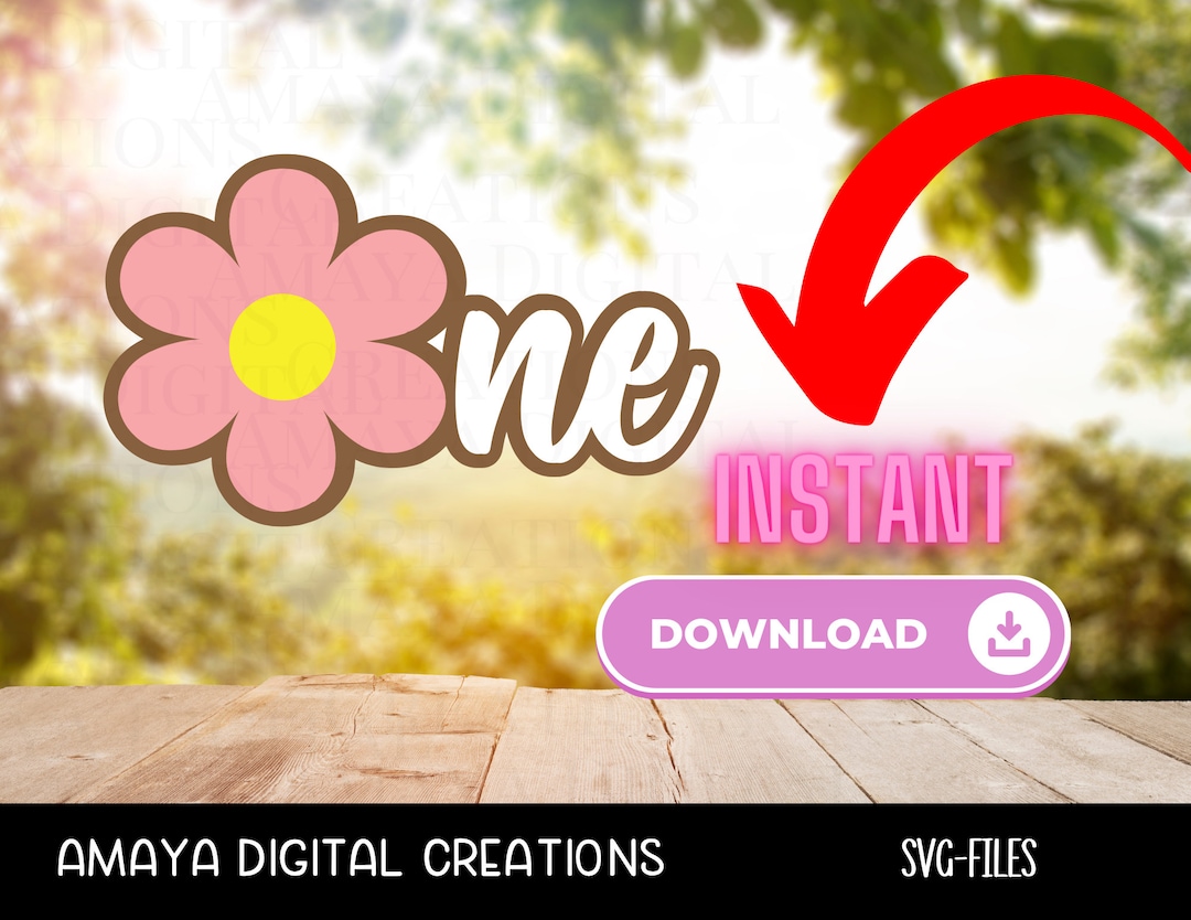Daisy First Birthday Cake Topper SVG, Retro Groovy ONE, Cricut (digital ...