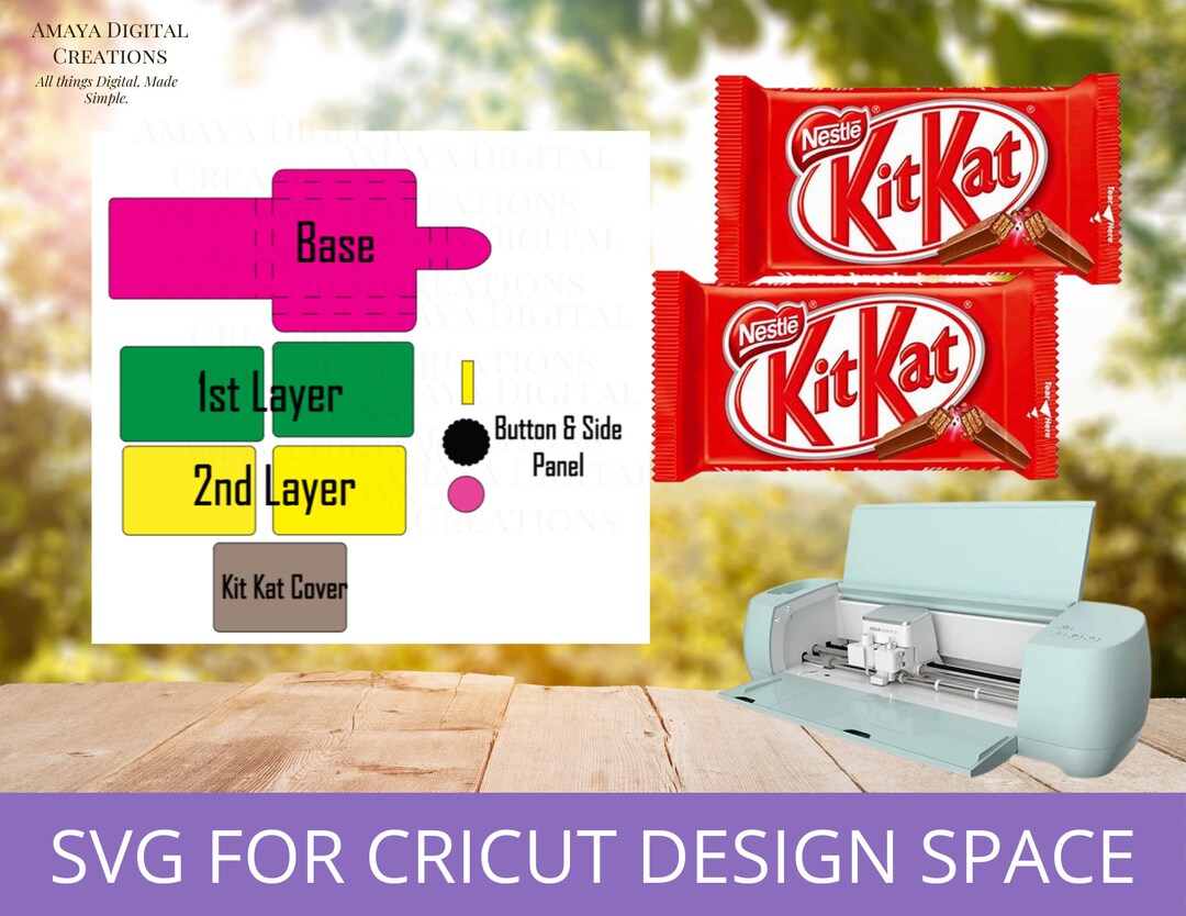 Kit Kat Wrap Template Candy Side Box Digital Cut File SVG DXF PNG Make ...