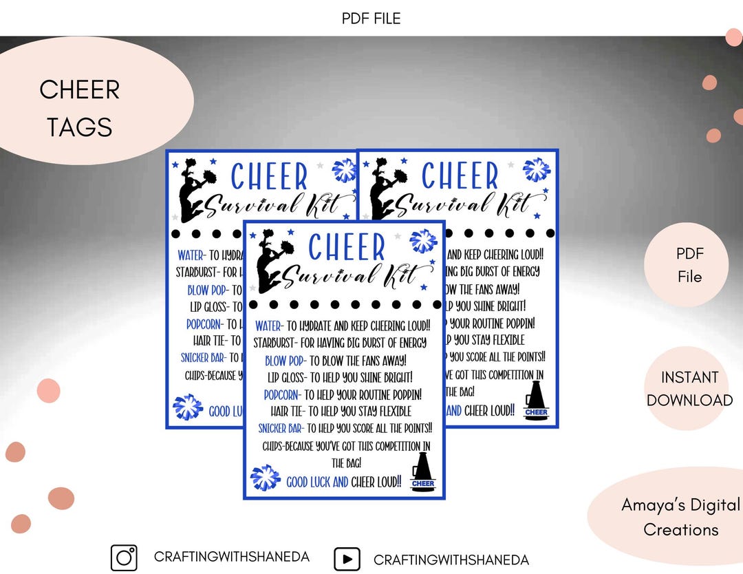 Royal Blue Printable Cheer Survival Kit | Cheer Competition Gift Idea ...