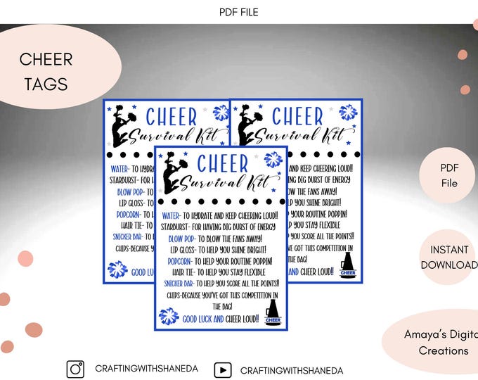 Royal Blue Printable Cheer Survival Kit Cheer Competition Gift Idea ...