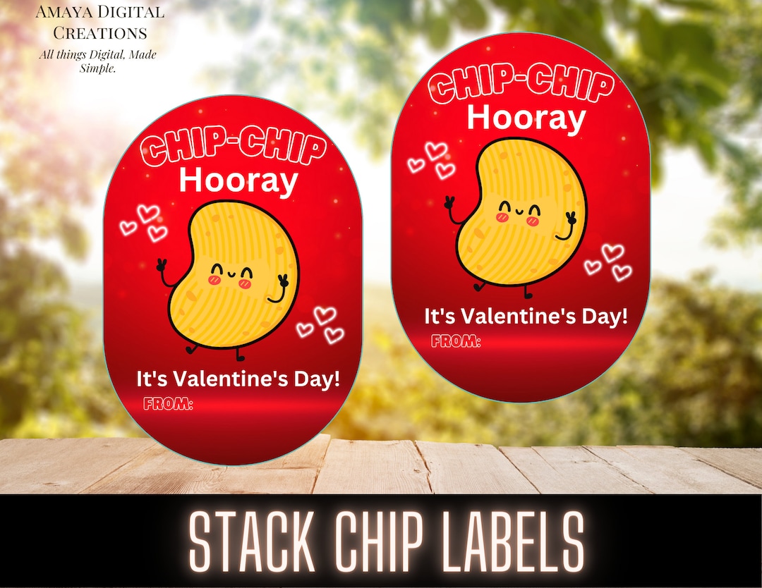 Pringles Snack Size Chips, Chip Hooray Valentine Tags, Classroom Treat ...