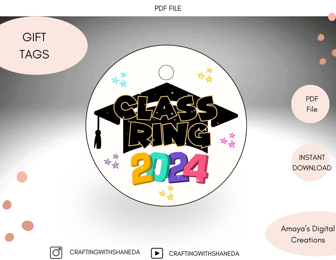 Printable Class Ring Stickers , Printable Gift Tag, End of School Year ...