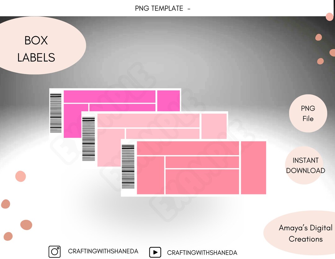 Pink Shoe Box Label Template, Label Template for Shoe Box, Instant ...