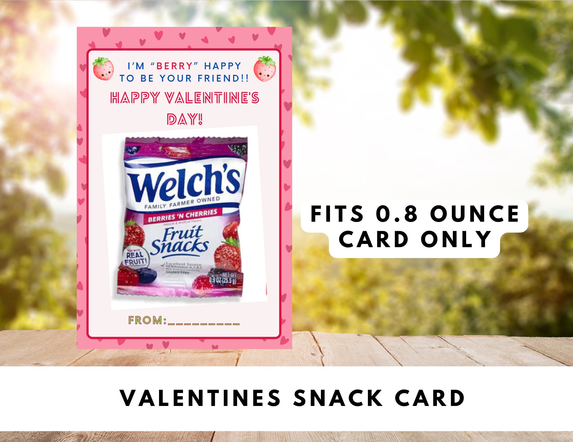 Valentine's Day Snack Card, Classroom Treat Party Favors , PDF File, No ...