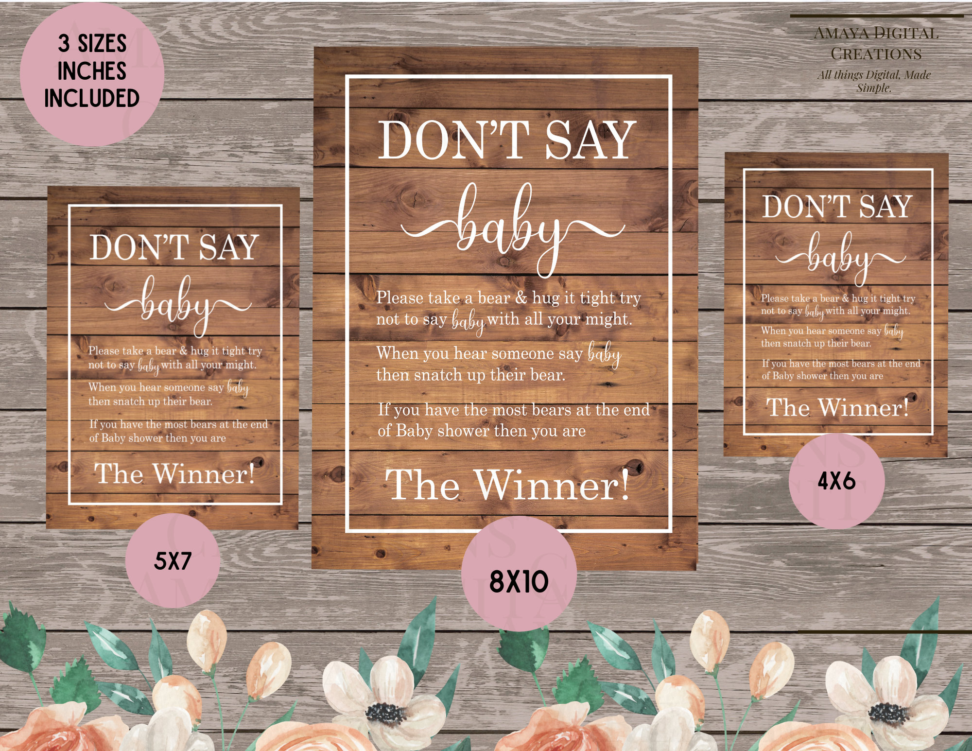 Dont Say Baby Game Baby Shower Game Sign Instant Download - Etsy