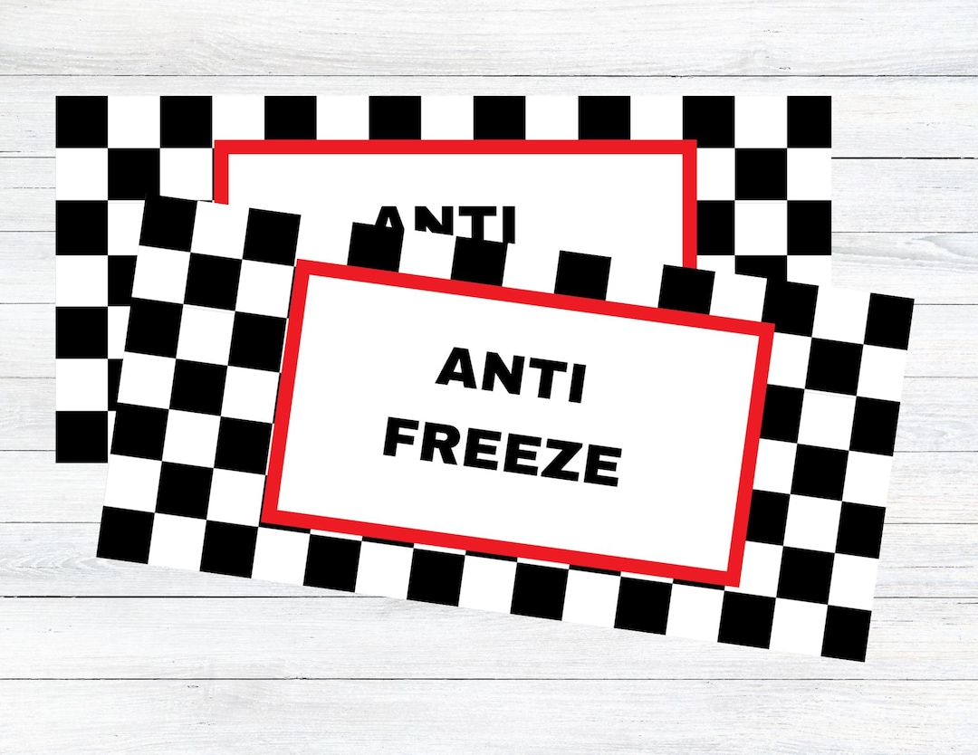 Race Car Party Favor Tags | Anti-freeze Drink Labels (PDF Download) - Etsy