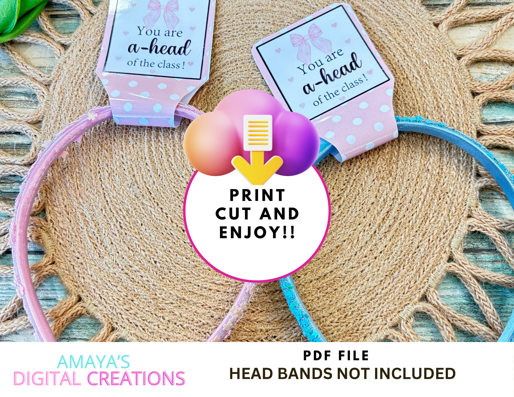 Printable Headband Tags, Headband Holder for Classmates, End of the ...