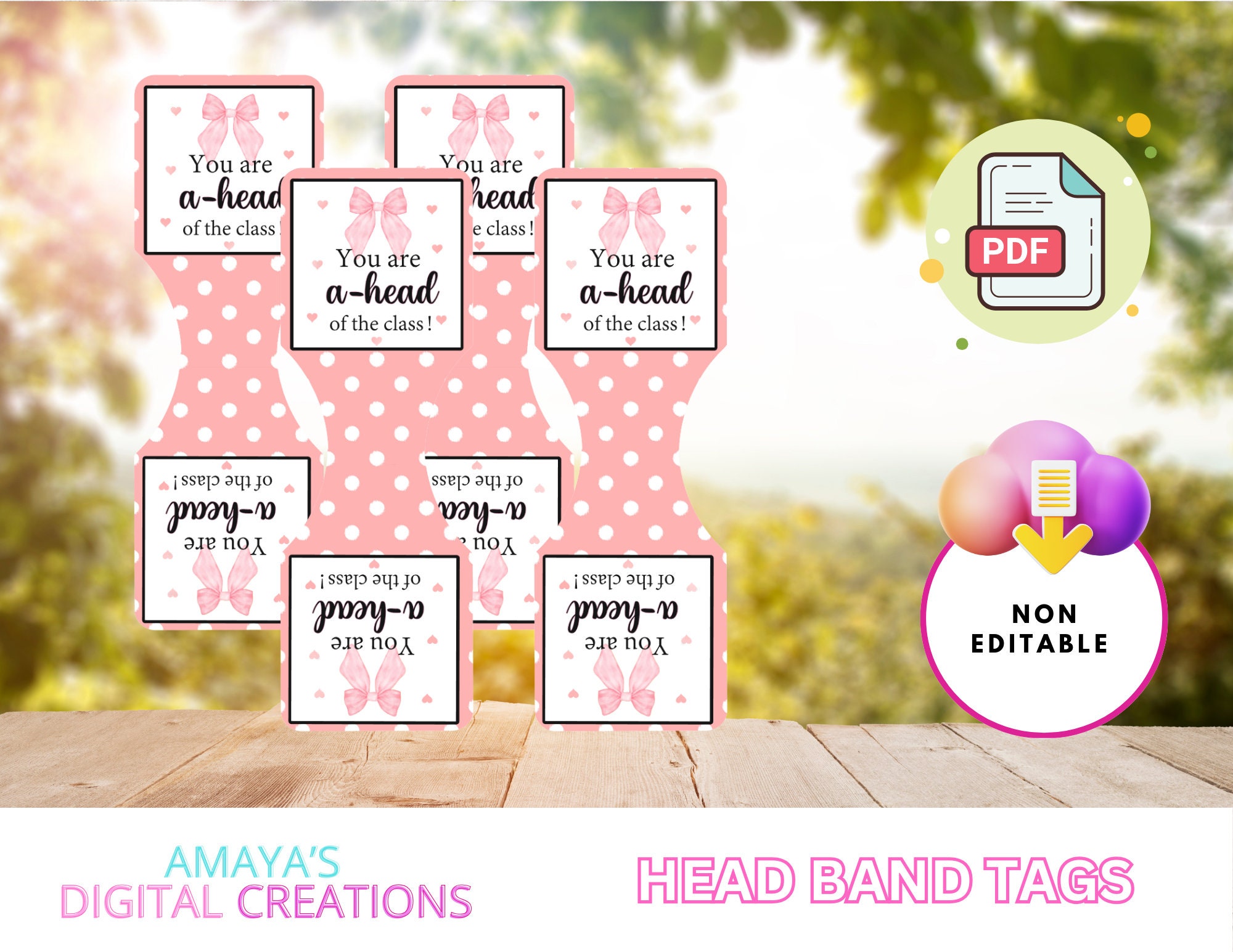 Printable Headband Tags, Headband Holder for Classmates, End of the ...