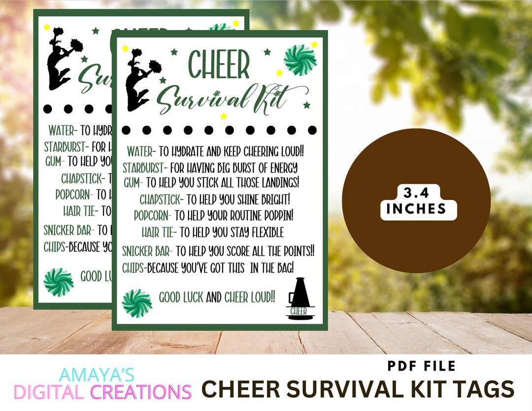 Printable Cheer Survival Kit | Green Cheer Competition Gift Idea ...