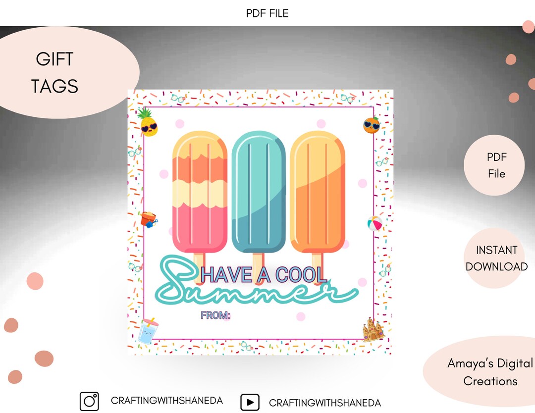 Summer Gift Tags, End of Year Printable (digital Download) - Etsy