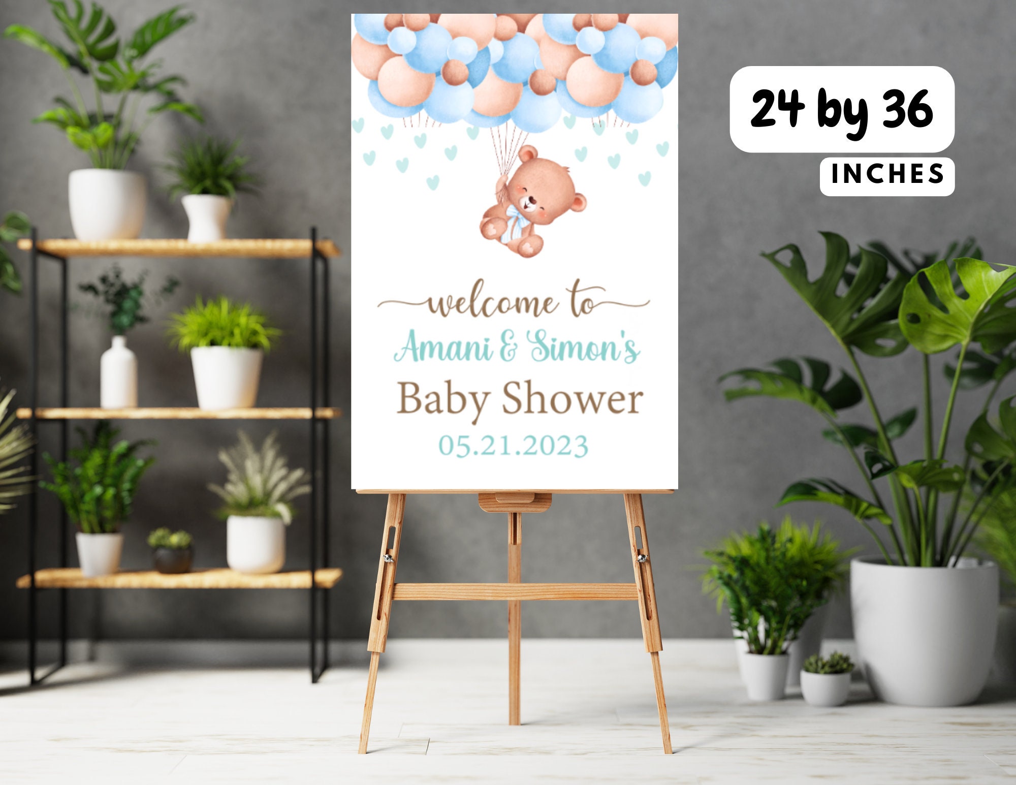 Teddy Bear Baby Shower Welcome Sign, Welcome Sign Template, 3 Size ...