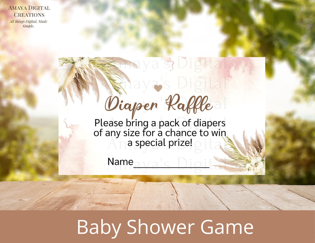 Diaper Raffle Card Inserts, Baby Shower Inserts, Baby Shower, PDF File ...
