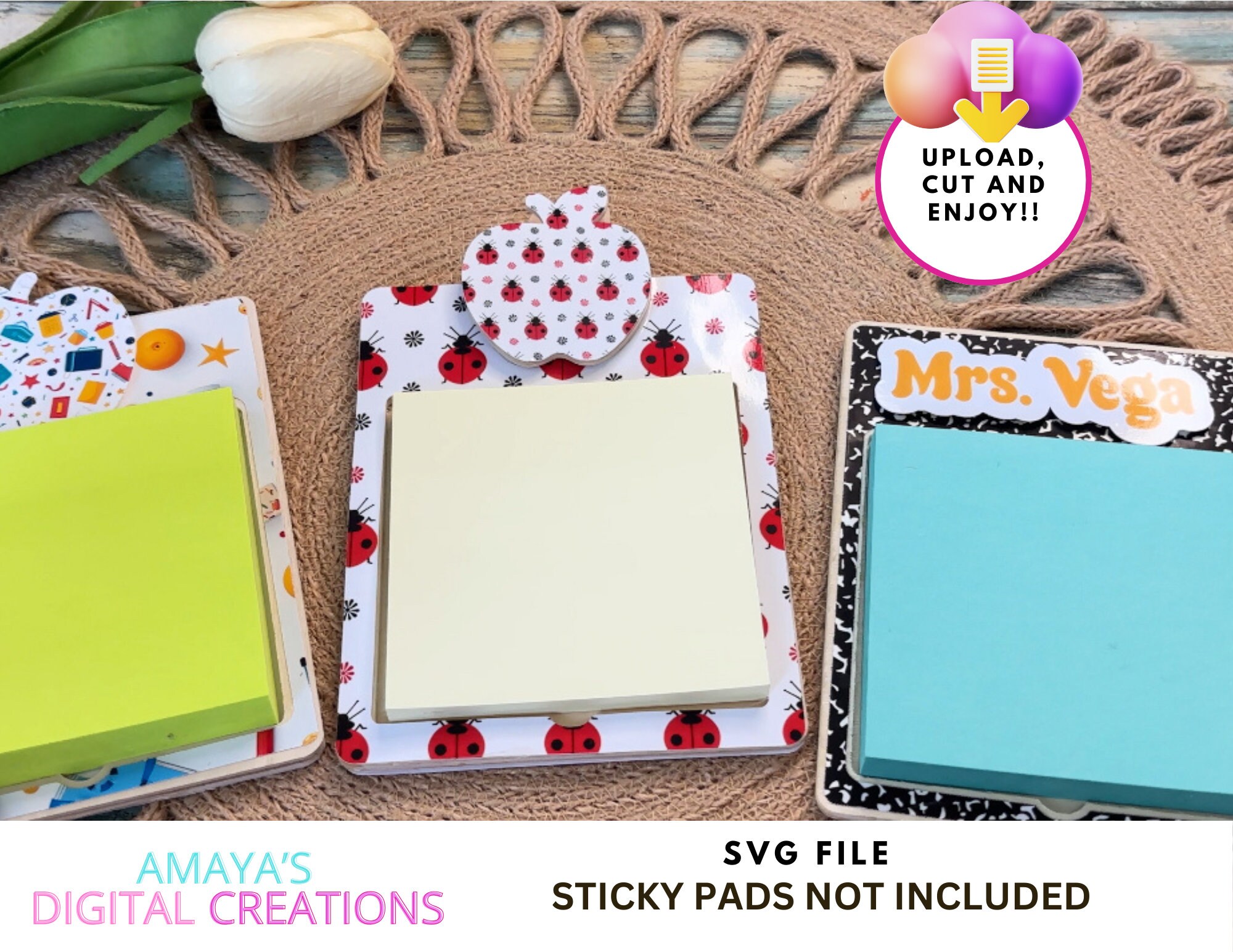 Teacher Note Pad SVG, Teacher Gift Svg, Note Pad Holder, Sticky Note ...