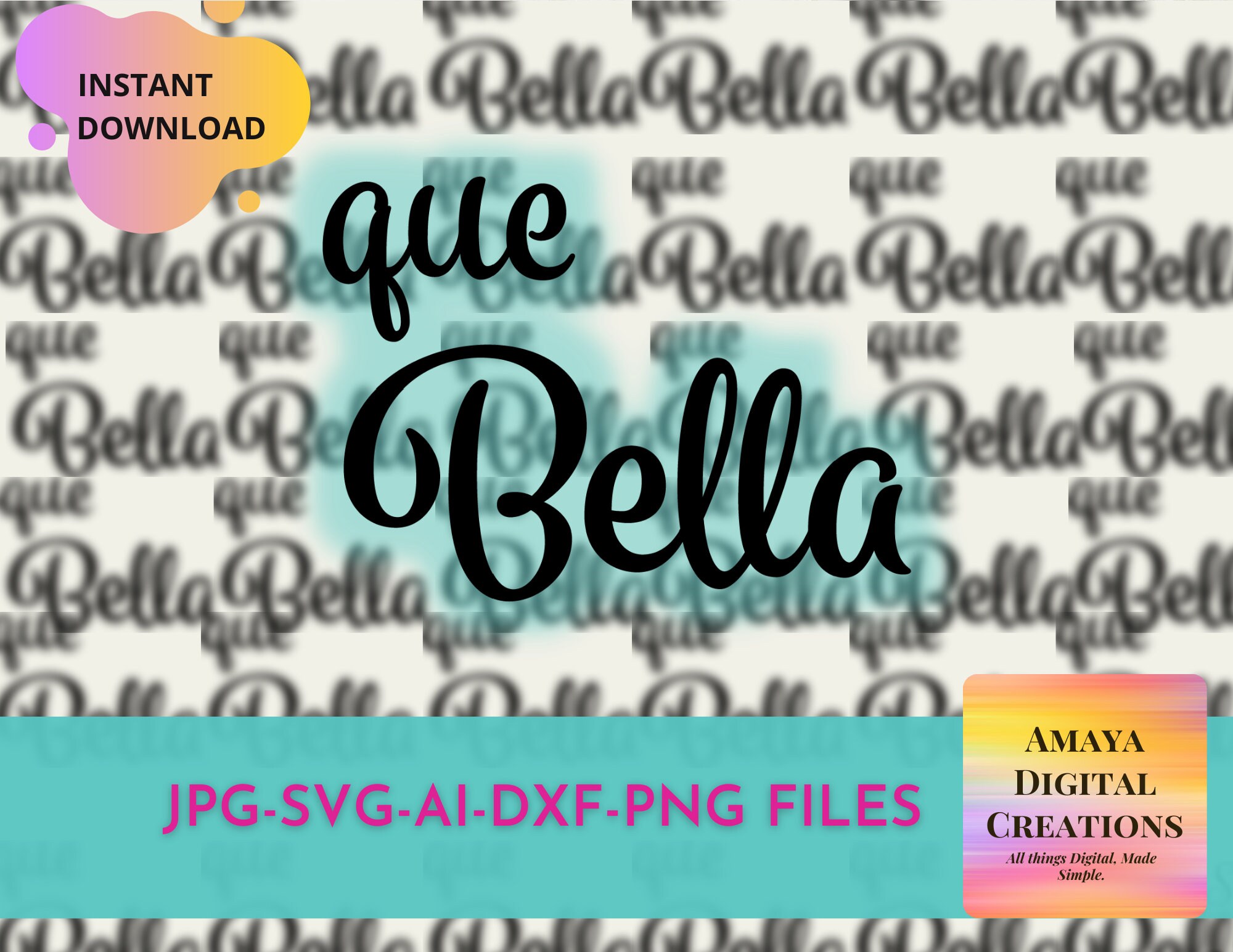 Que Bella SVG Latin Svg Instant Download Cricut Cut Files - Etsy