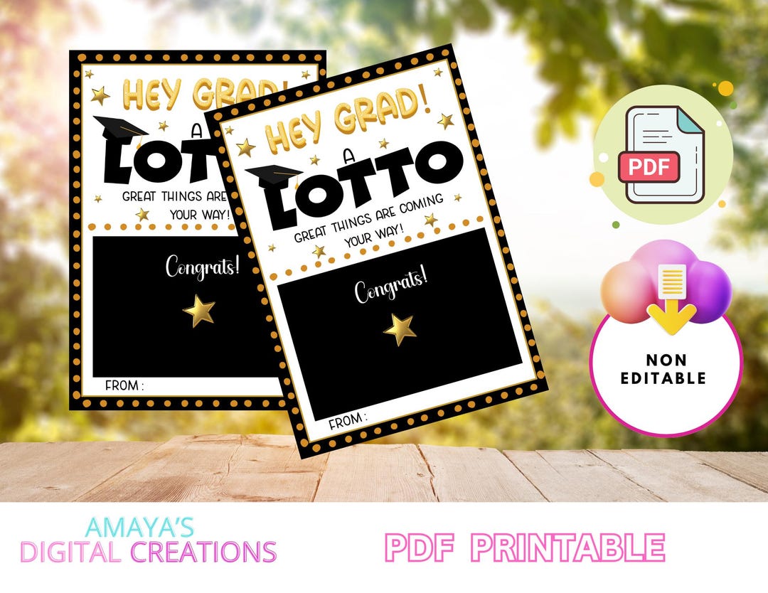 Graduation Lotto Ticket Holder Tag | PDF File | Congrats Grad Gift ...