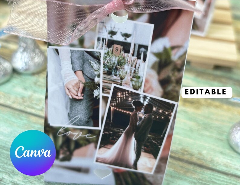 Editable Wedding Favor Tag Template | Custom Photo, Canva Printable ...