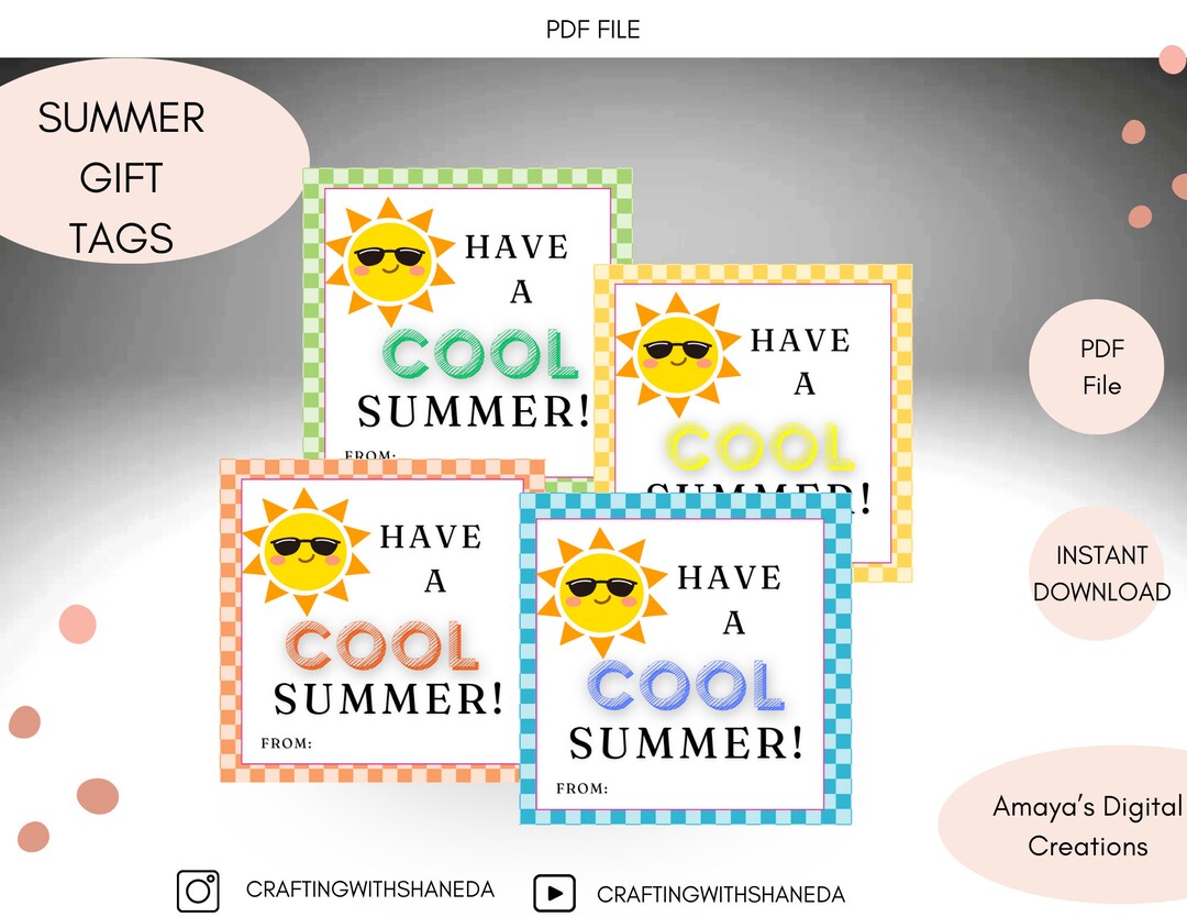 Have a Cool Summer Printable Gift Tag, Colorful End of School Year Tags ...