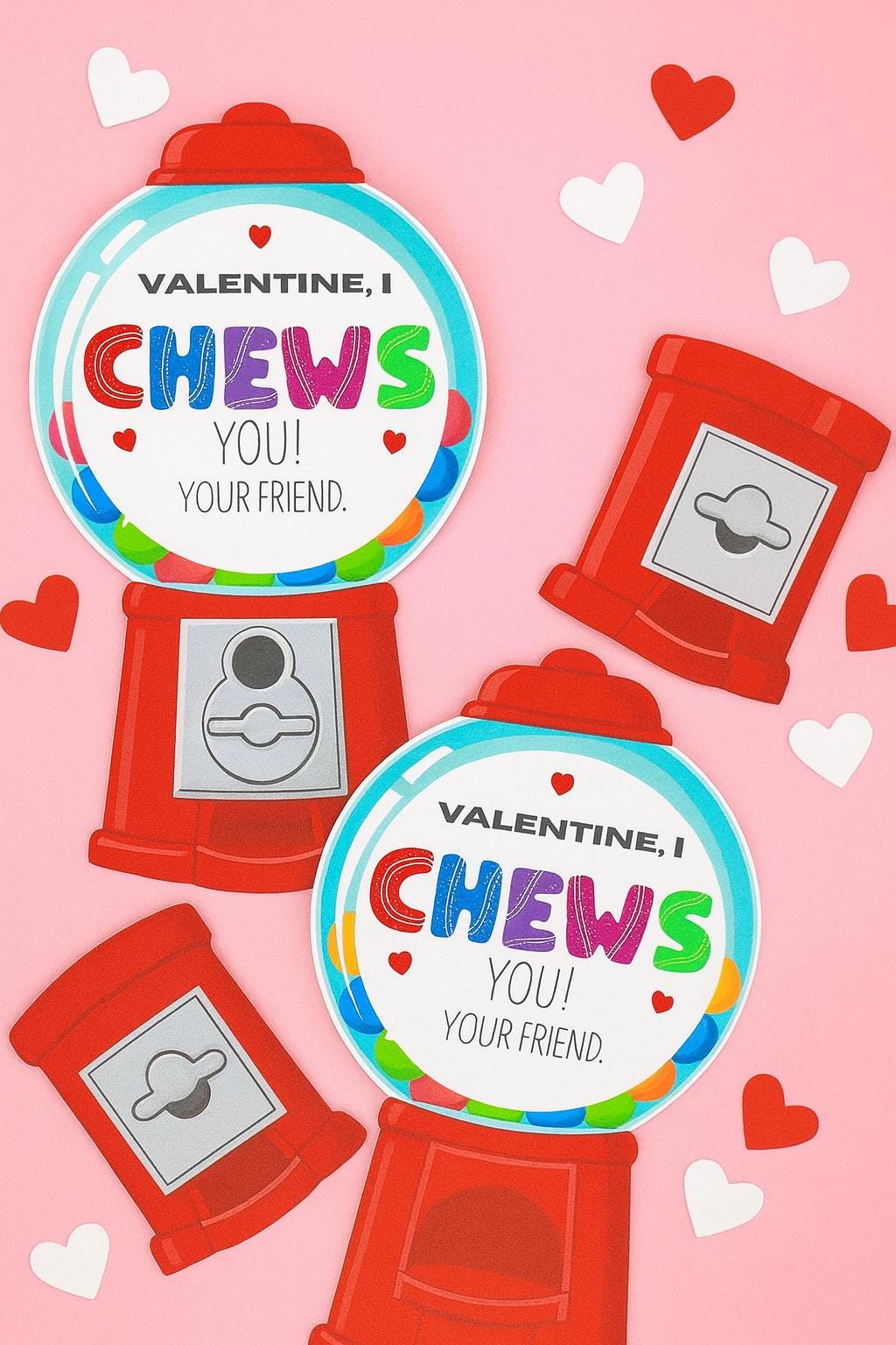 Gumball Machine Valentine Card | I Chews You Printable (PDF Download ...