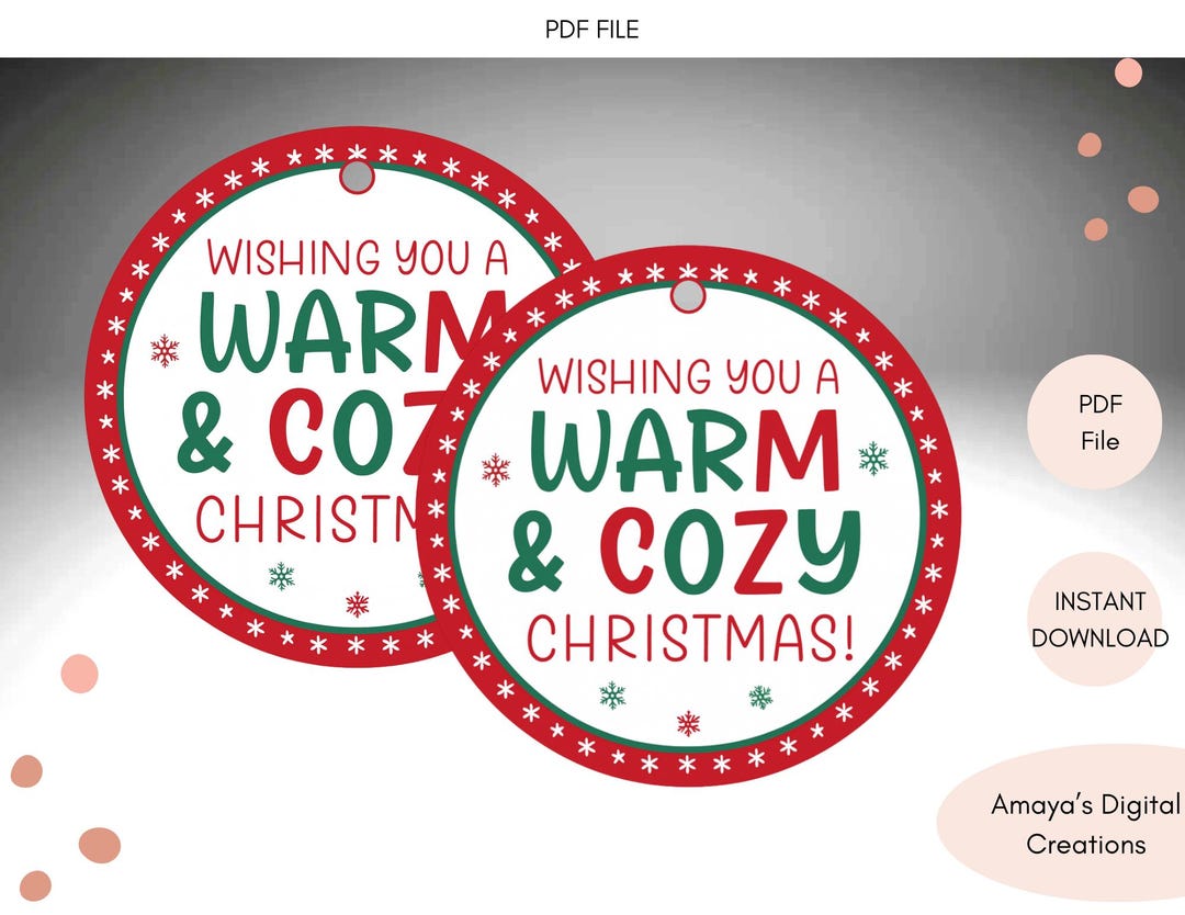 Cozy Christmas Gift Tags: Printable Holiday Favor Labels (PDF) - Etsy