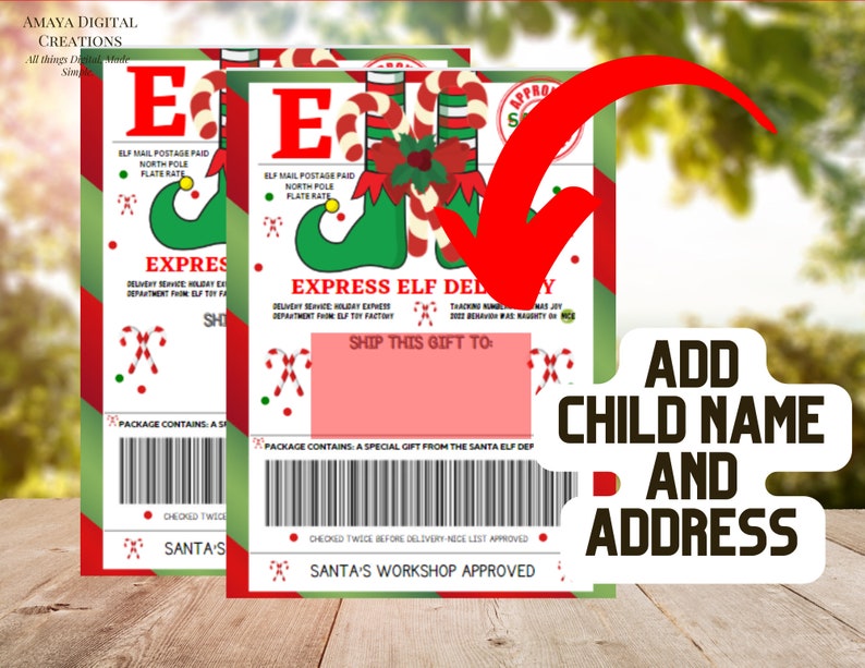 Editable Elf Shipping Label Template |elf Mail Label | Digital Download ...