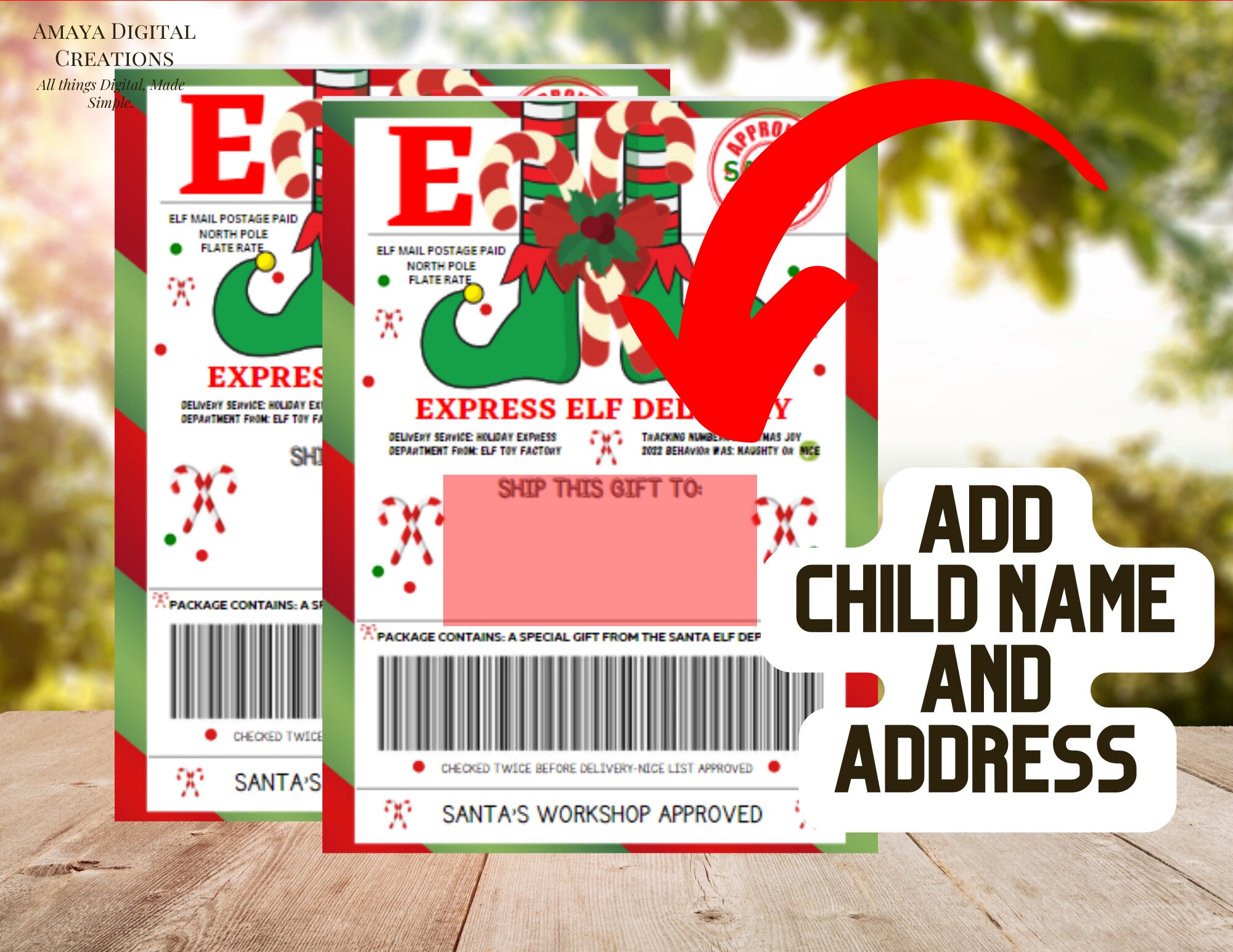 Editable Elf Shipping Label Template elf Mail Label Digital Download ...