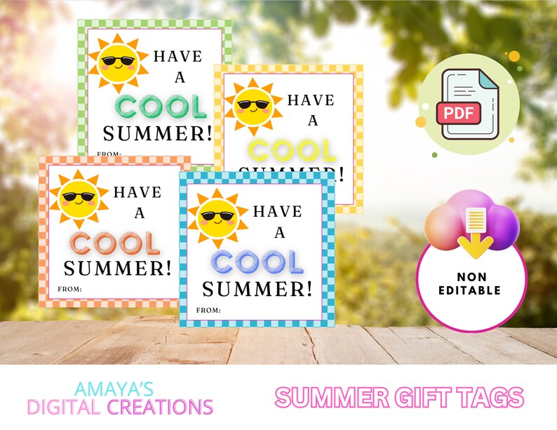Have a Cool Summer Printable Gift Tag, Colorful End of School Year Tags ...