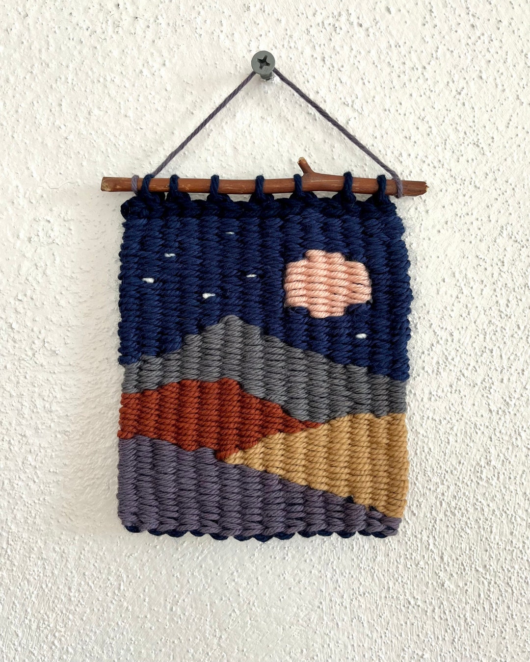 Pink Moon - Mini Handwoven Wall Hanging, Tapestry - Etsy