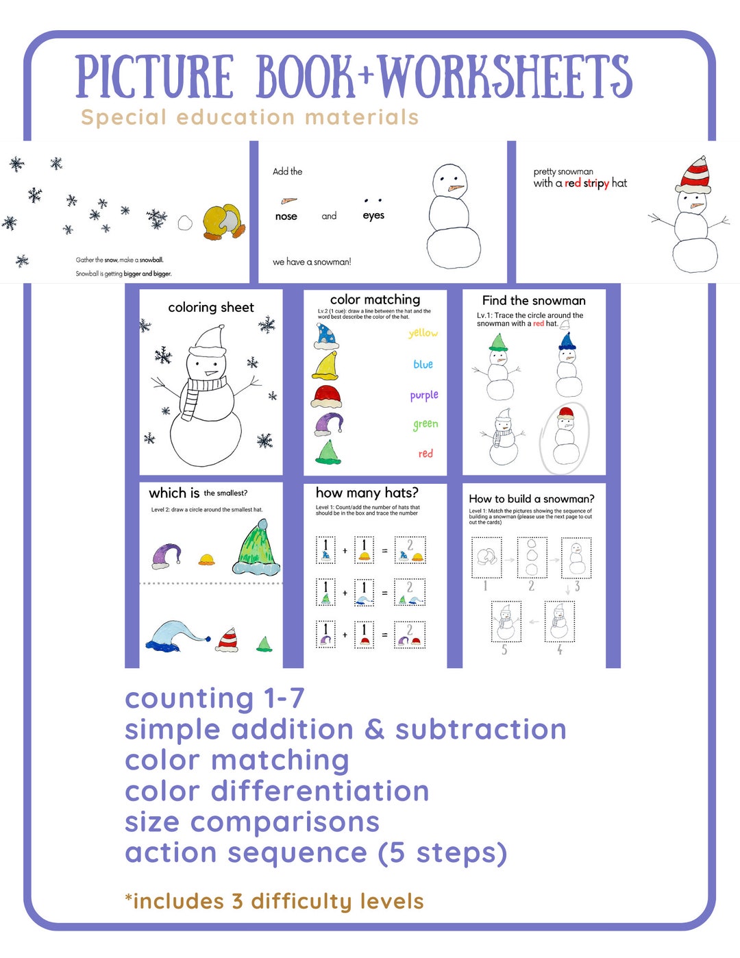 SPED Children's Book & Worksheets for Autism colors - Etsy