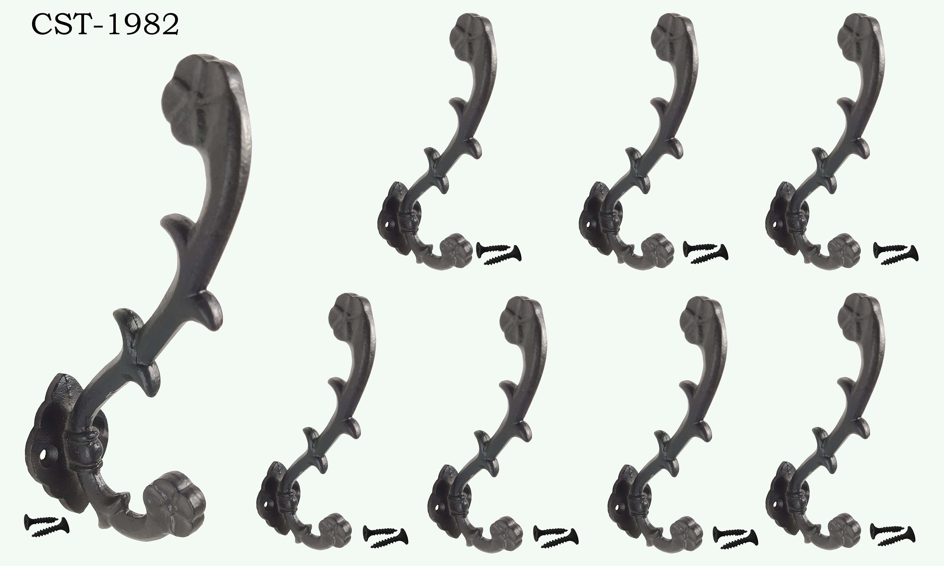 Set of 8 Cast Iron Coat Hooks / Wall Mounted Rustic Farmhouse - Etsy