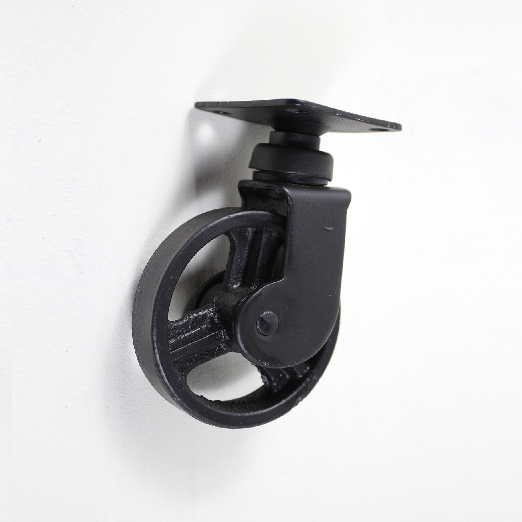 Set of 4, 4" Swivel Black Small Vintage Style Iron Durable Spinner ...