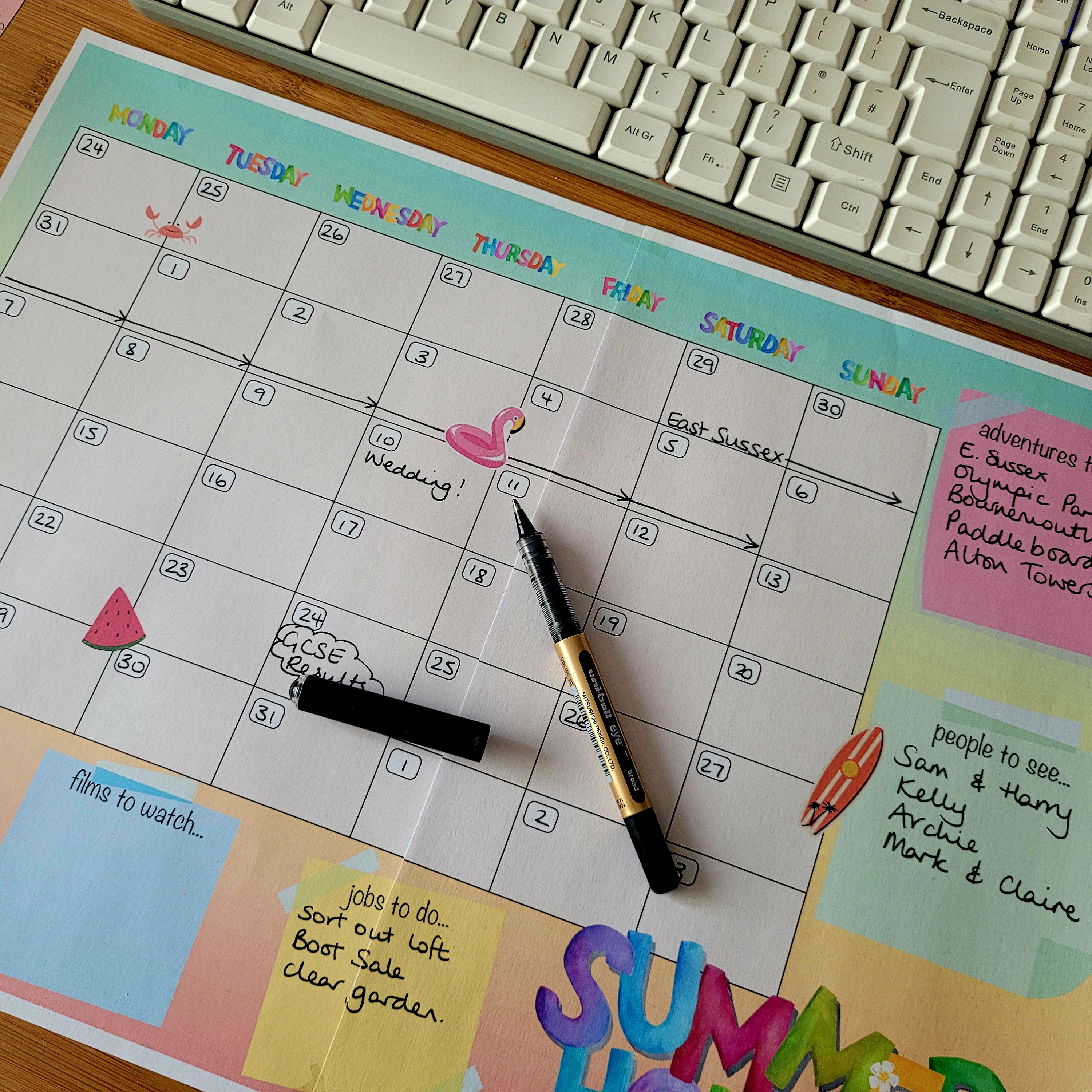 Printable Summer Holiday Planner, Summer Planner, Wall Planner ...