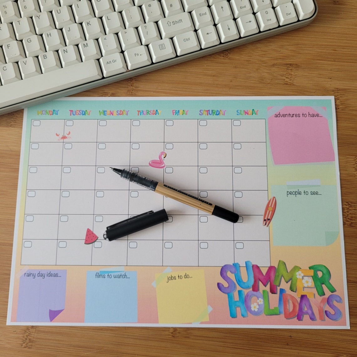 Printable Summer Holiday Planner, Summer Planner, Wall Planner ...