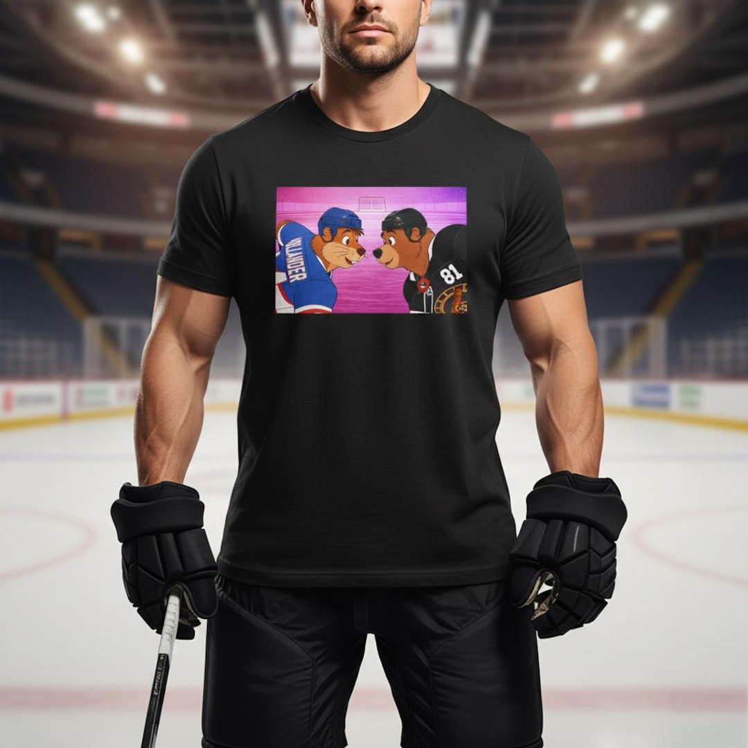 Heated Rivalry Cartoon Beaver Vs Bear Art Hockey Tshirt | Heated ...