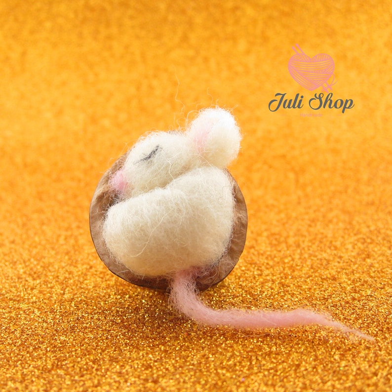 Sleepy Mouse in Walnut Shell Baby Mouse Felted Mouse Fridge Magnet ...